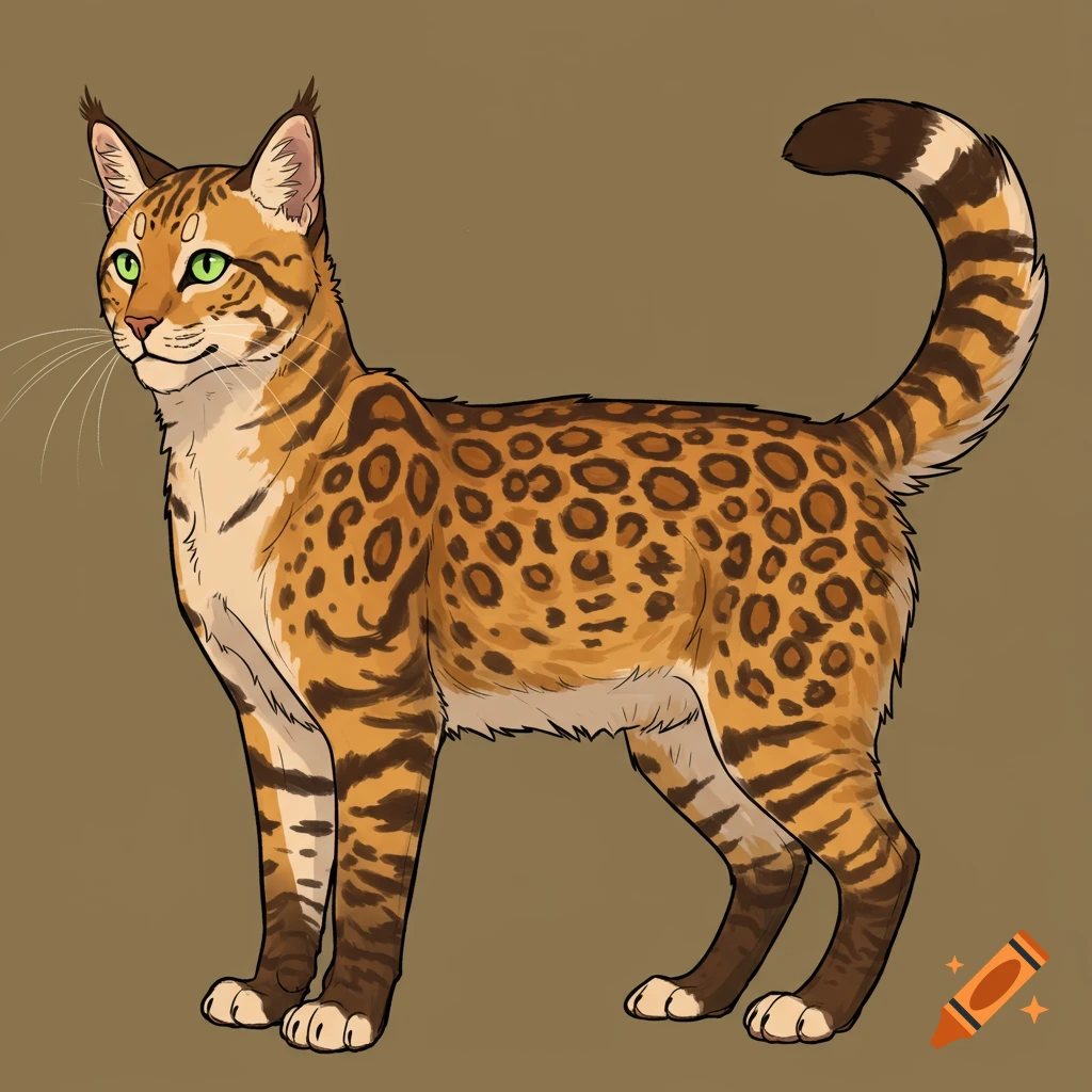 Golden tabby cat with rosette and marbled markings on Craiyon