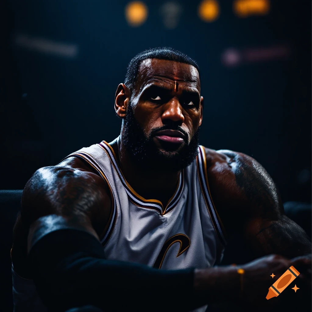 LeBron James and another man embrace on a basketball court. on Craiyon