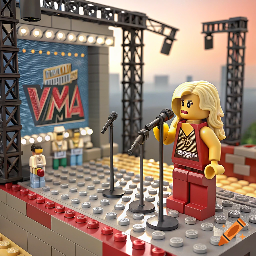 Britney Spears 2001 VMA performance Lego set on Craiyon