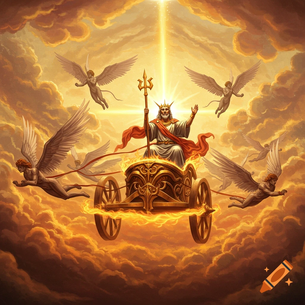 YHWH el sabaoth in chariot of fire art on Craiyon