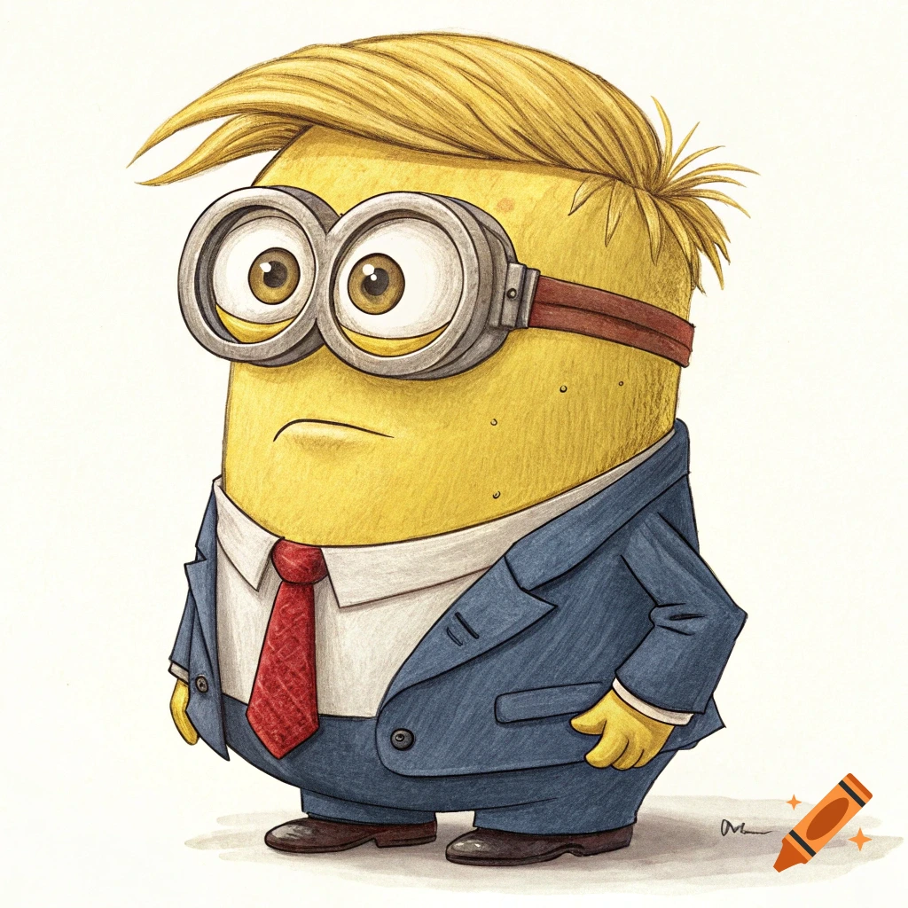 Illustration of a Minion cartoon character wearing a suit, tie, goggles ...