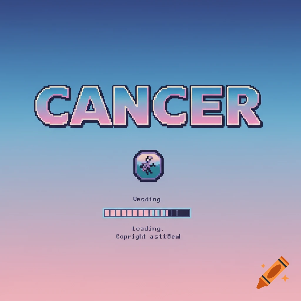 Pixel art retro startup screen with 'CANCER' text and loading bar. on ...