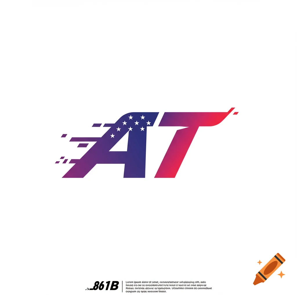 AT racing logo with number 8, American flag, purple and pink on Craiyon