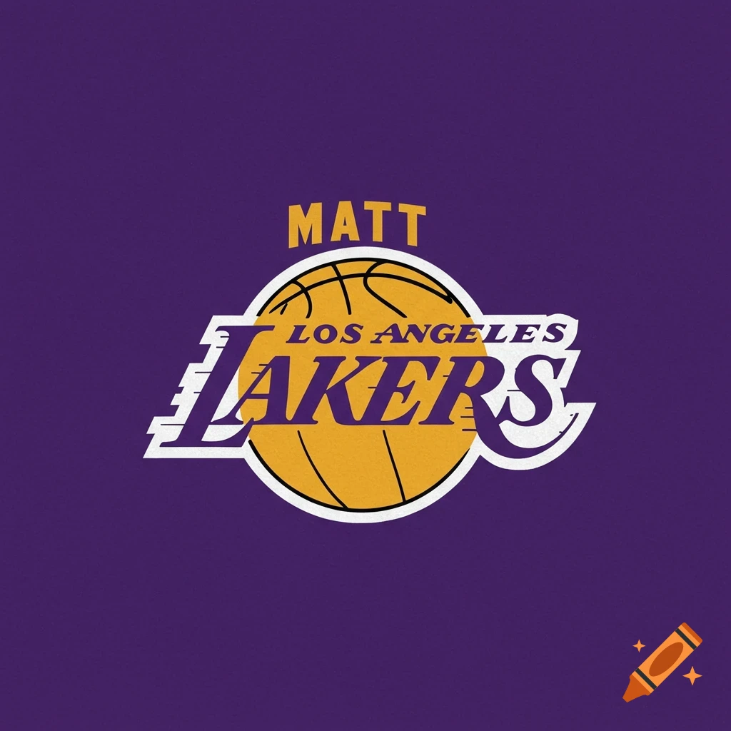 LA Lakers-styled logo reading 'Matt' on Craiyon