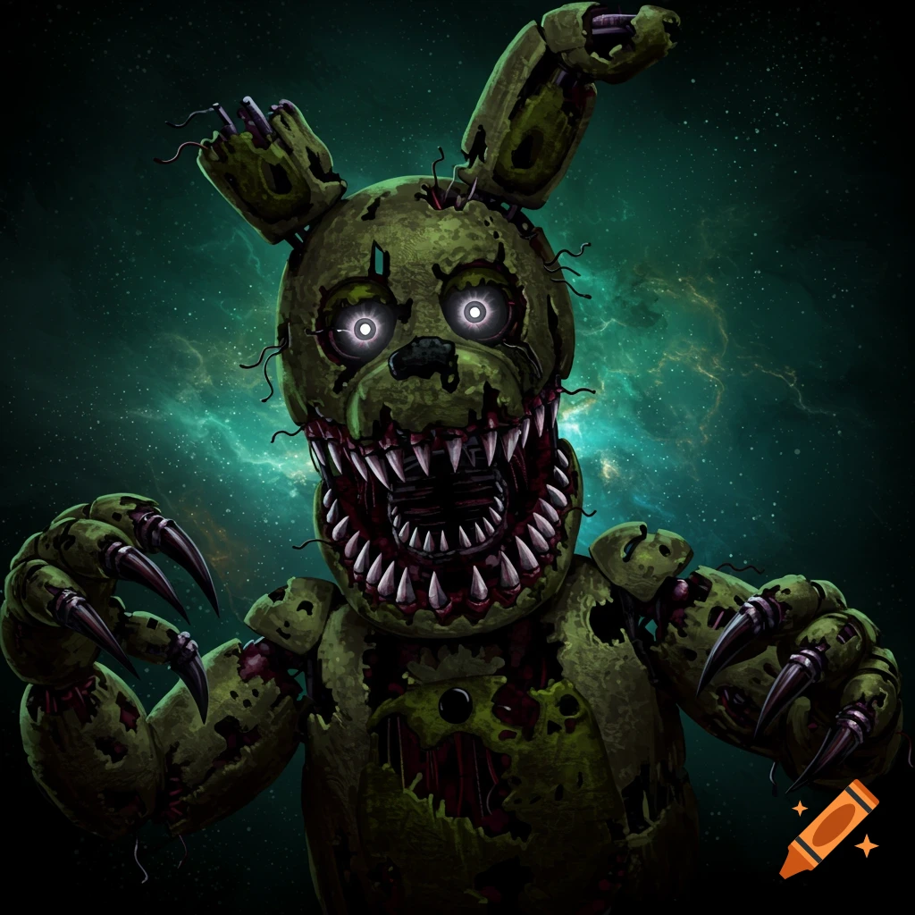 Nightmare Springtrap creepy art on Craiyon