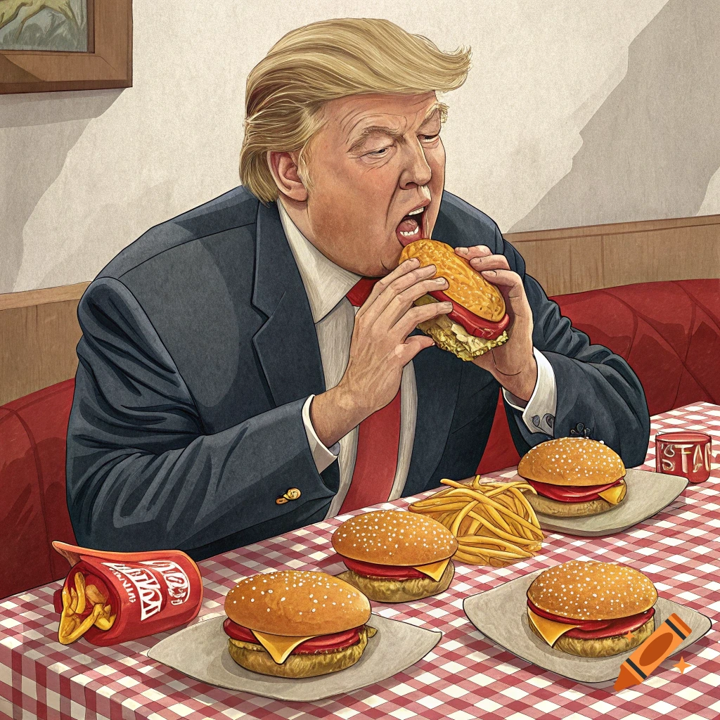 Four men in suits in a burger joint setting, resembling an NFL draft ...