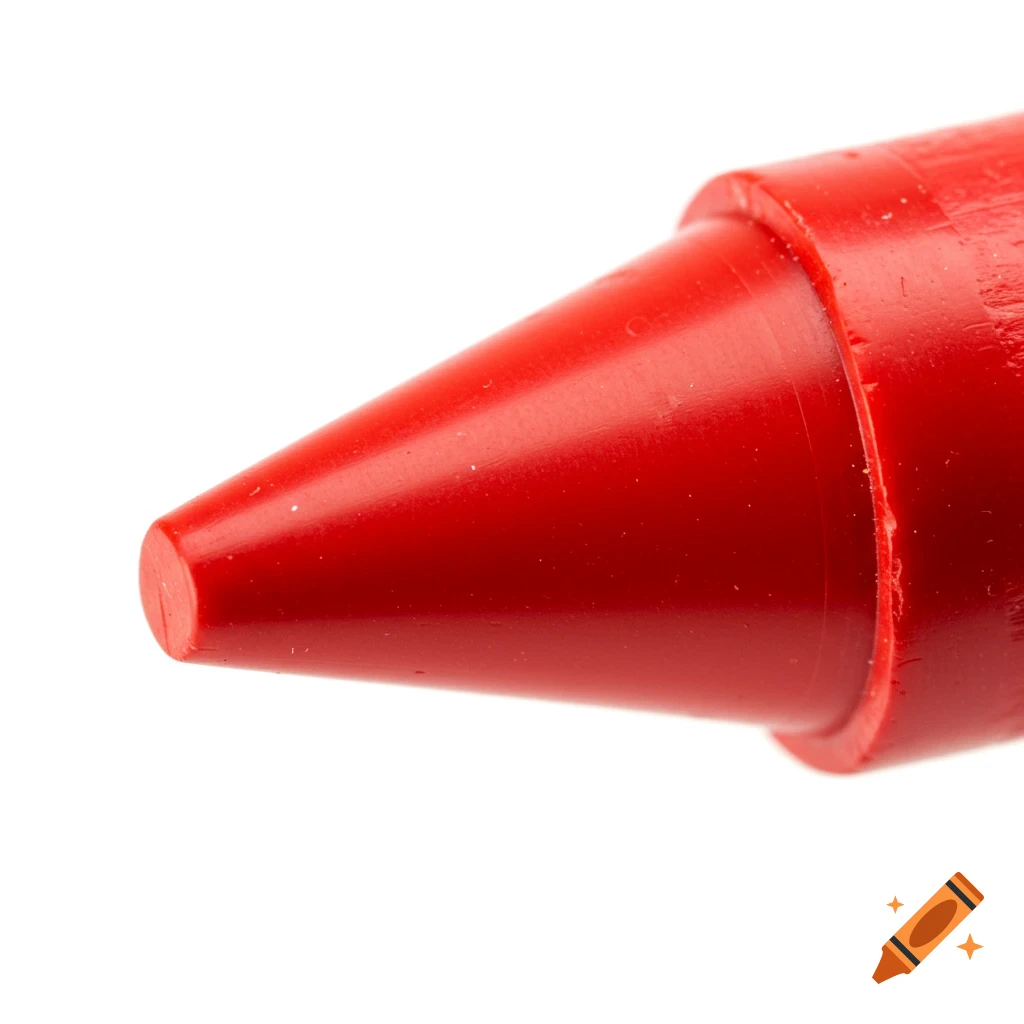 Close-up photo of the tip of a red crayon. on Craiyon