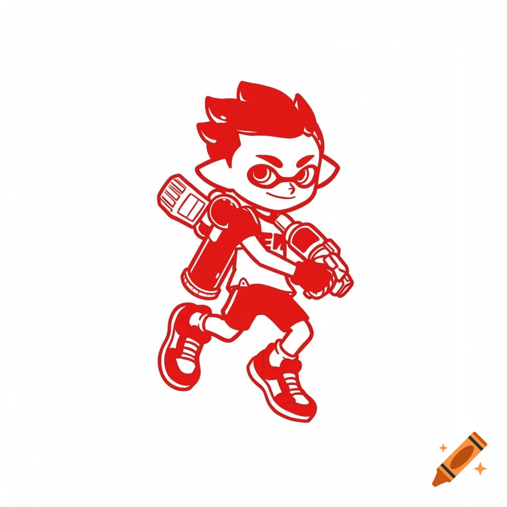 Red Splatoon boy outline on Craiyon