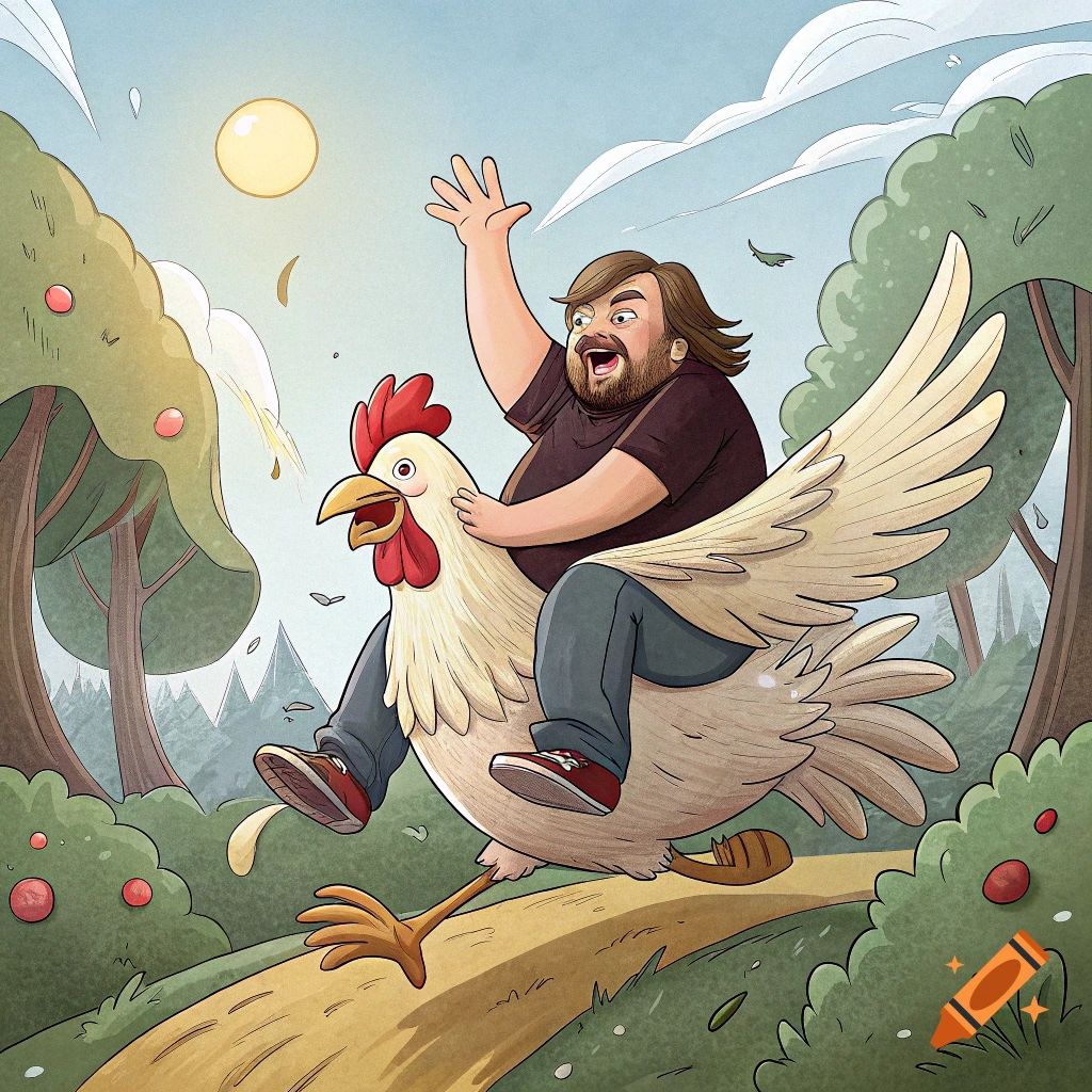 Jack Black as a chicken on Craiyon