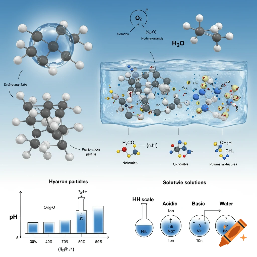 Ball and stick model of water molecule showing polarity, hydrogen ...