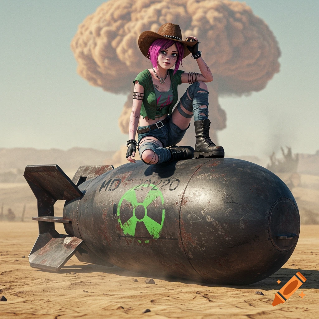 Illustration of a person with pink hair and cowboy hat sitting on a ...