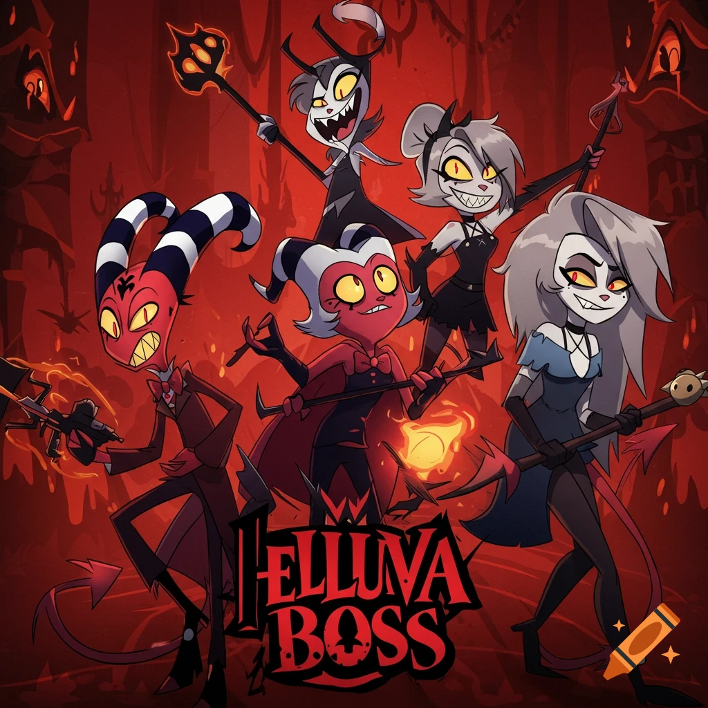 Helluva Boss promotional cartoon poster on Craiyon