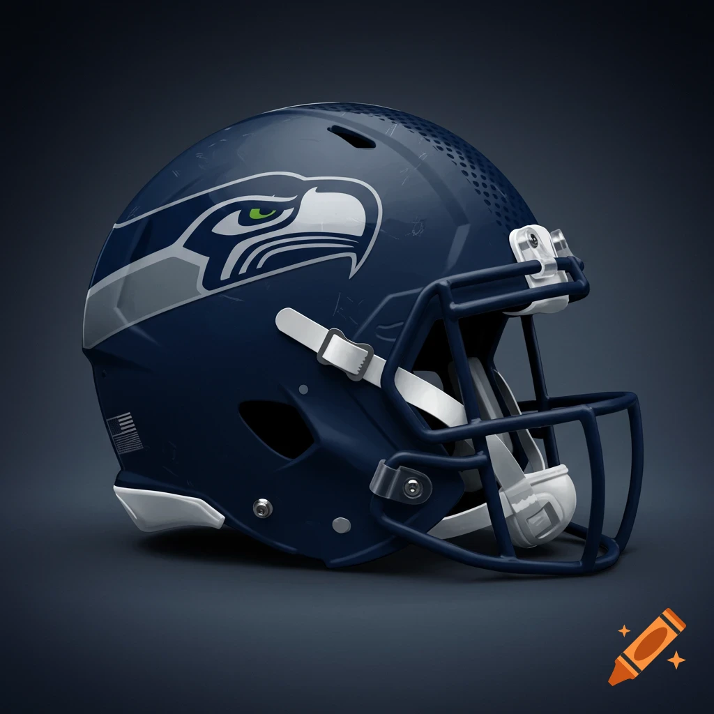 Seattle Seahawks helmet in a single color, three-quarter angle view on ...