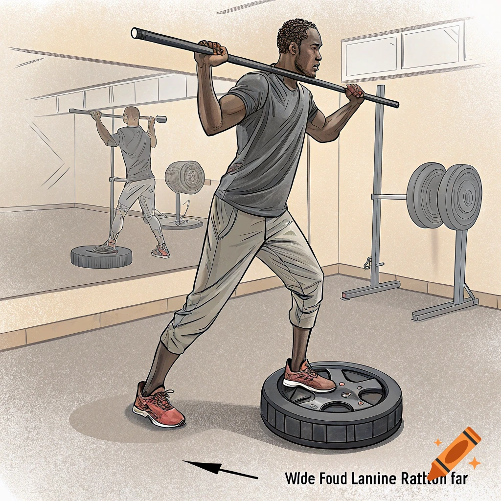 Landmine rotation exercise demonstration on Craiyon