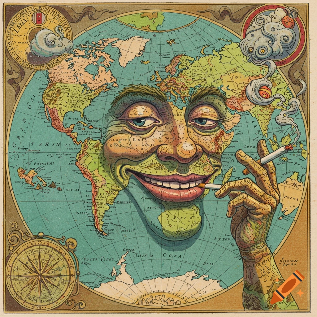 Map smoking a cigarette on Craiyon