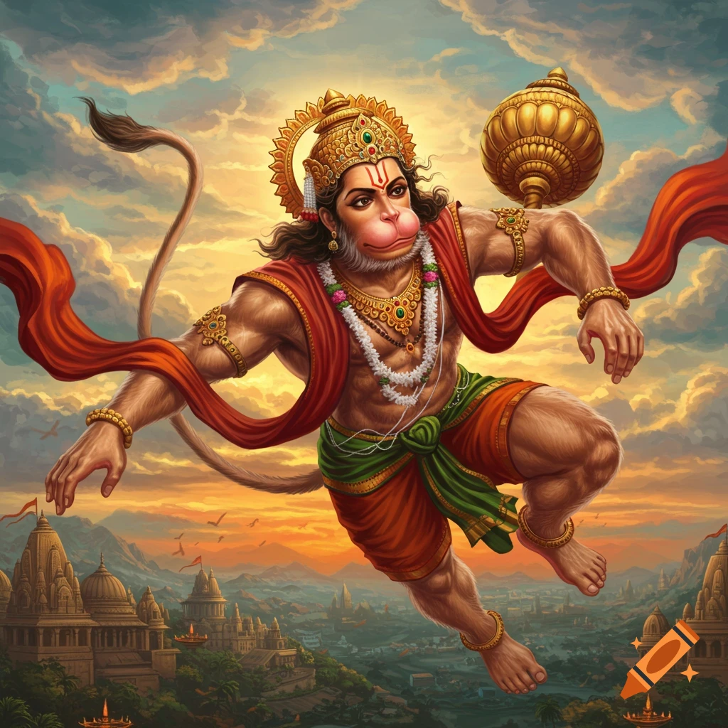 Lord Hanuman illustration or artwork on Craiyon