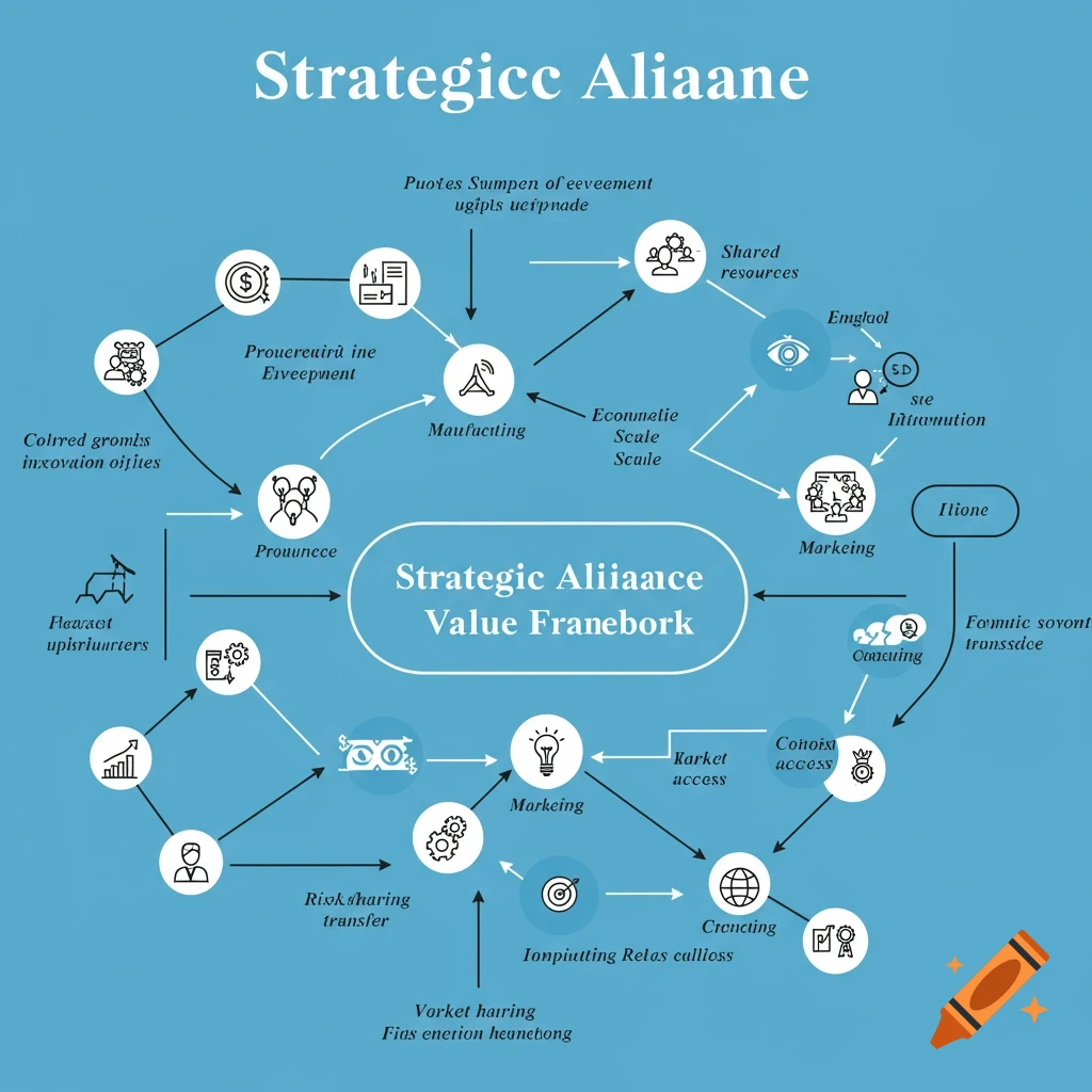 Strategic alliance value chain framework on Craiyon