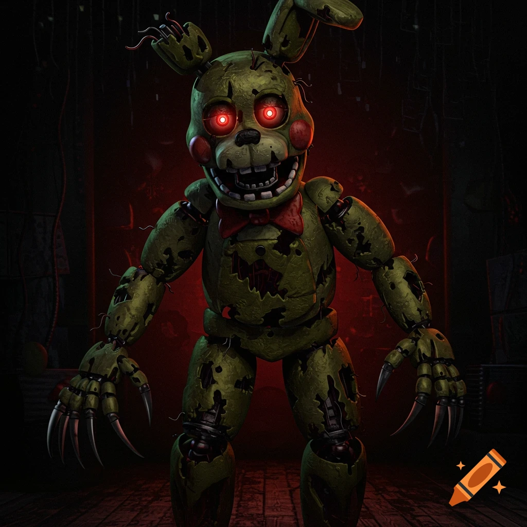 A terrifying, golden-brown nightmare animatronic Fredbear from Five ...