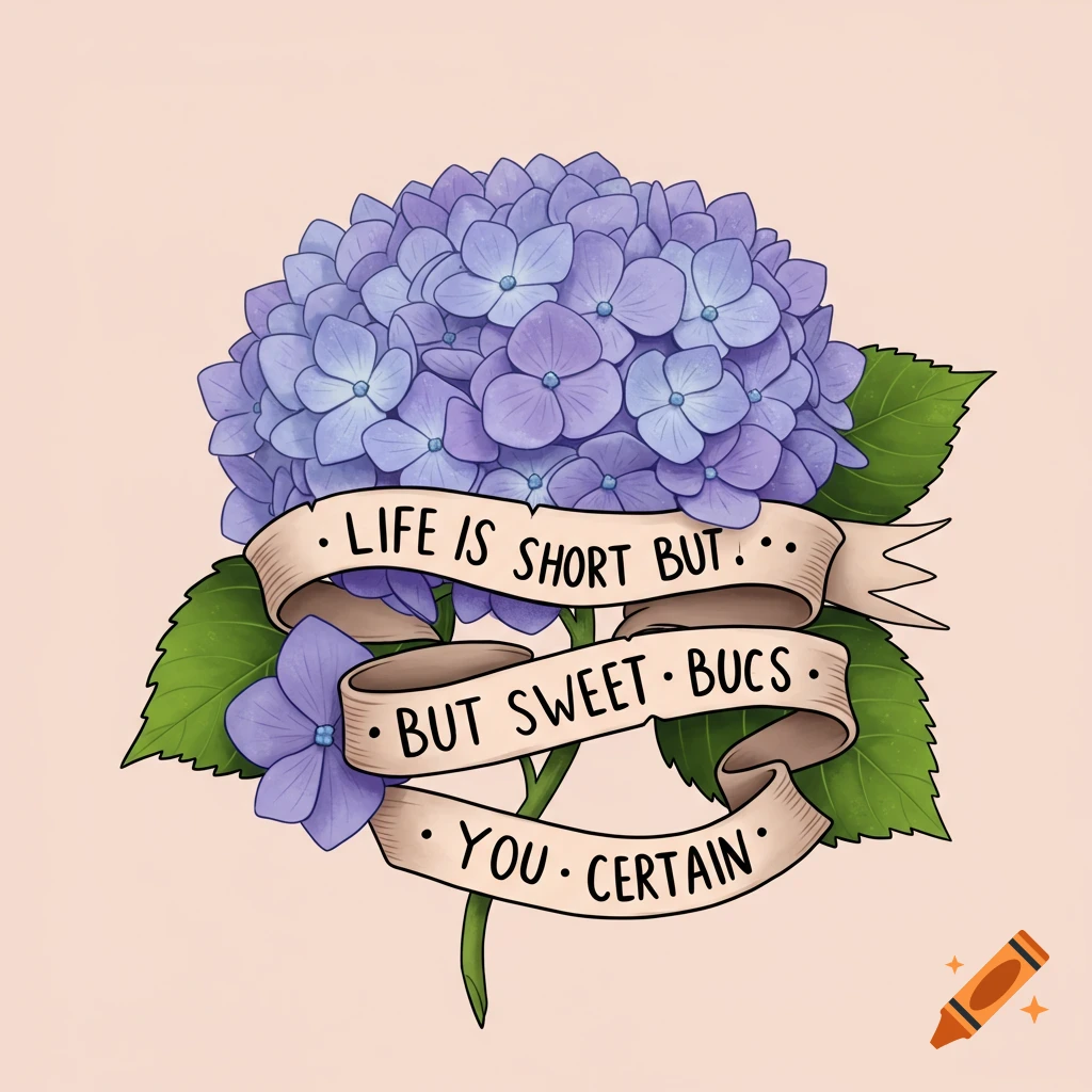 Hydrangea tattoo with 'life is short but sweet for certain' quote on ...