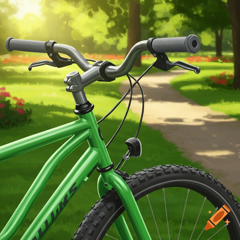 Green bike with gray grips on Craiyon