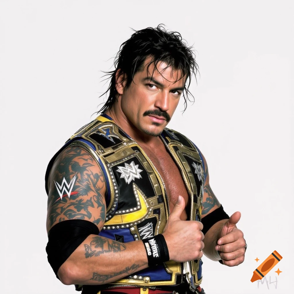 WWE wrestler Eddie Guerrero in a wrestling vest giving thumbs up on Craiyon