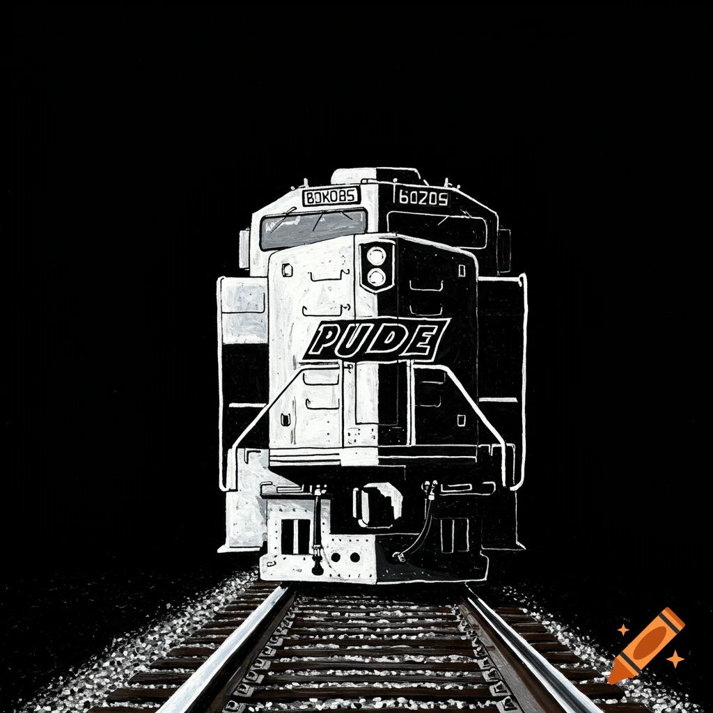 Black and white hand-drawn outline of the Ybor City trolley on Craiyon