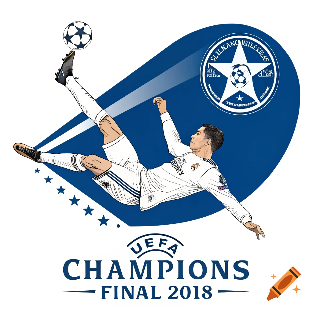 Poster of the Champions League trophy in a stadium, text reads ...