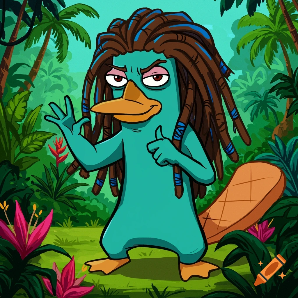 Perry the Platypus with dreadlocks on Craiyon