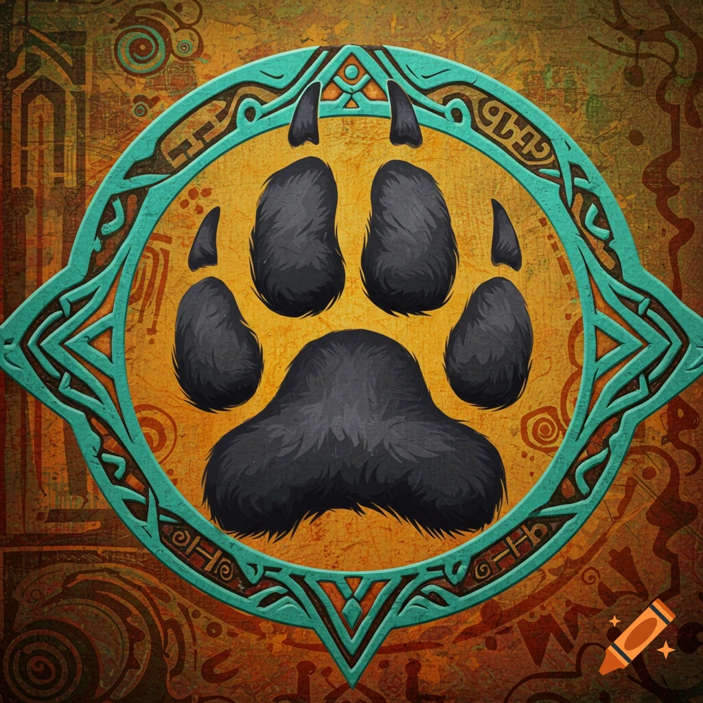Wolf paw print with tribal motif on Craiyon