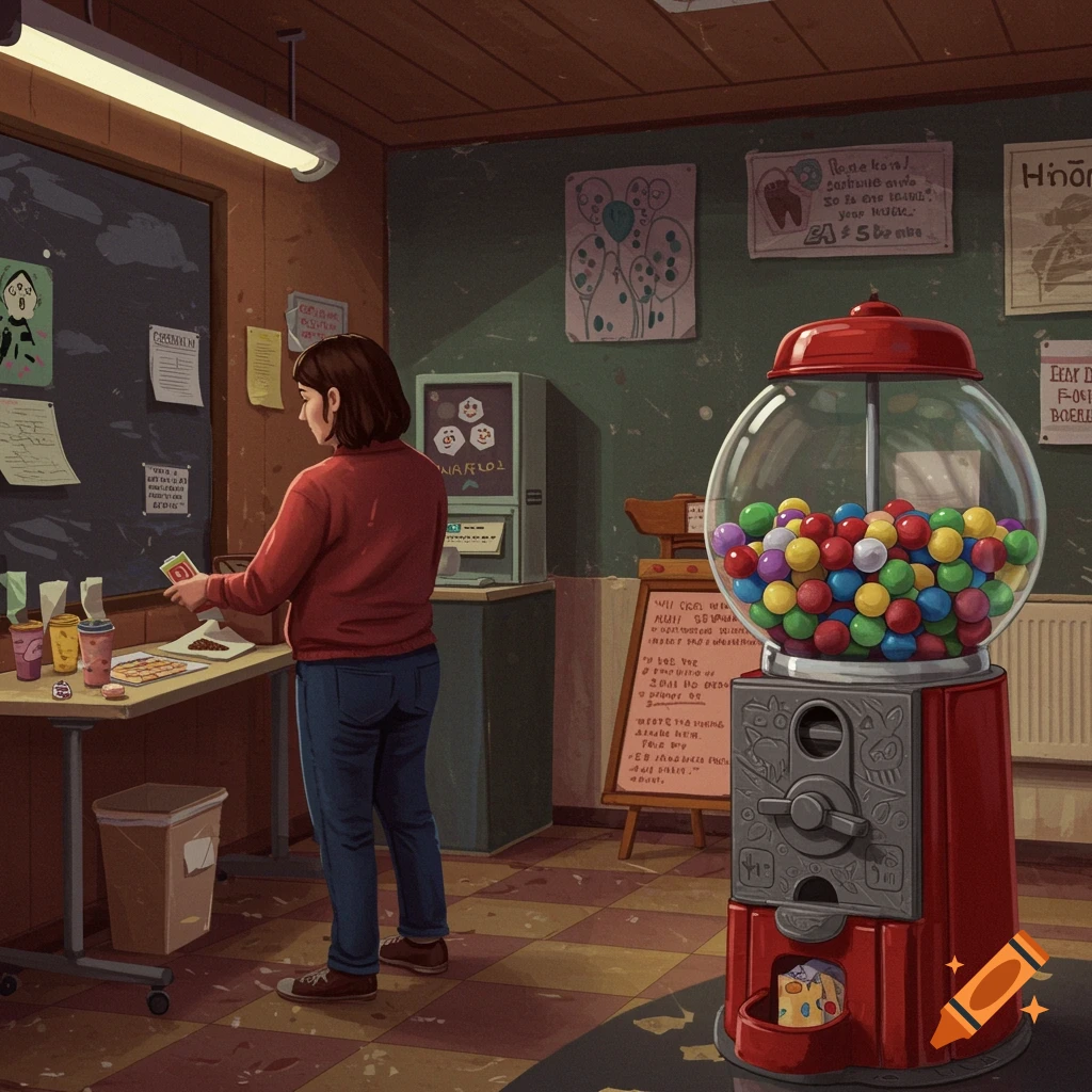 Imaginary place with hidden images, phrases, and a gumball machine ...