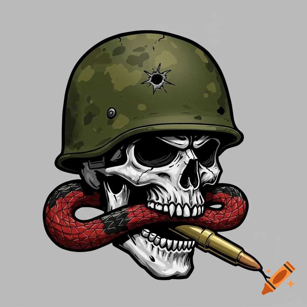 Military challenge coin featuring a skull with a helmet and snake on ...