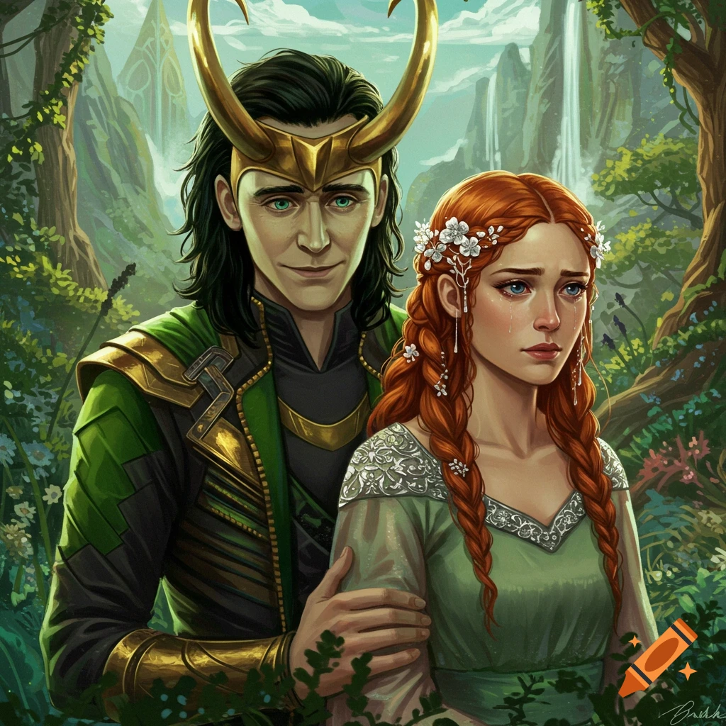 Loki in glowing magical knight's armor on Craiyon