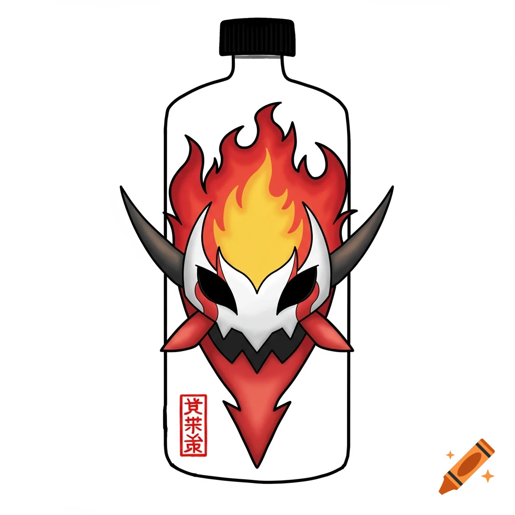 Ogrepon Hearthflame mask in traditional Japanese style on Craiyon