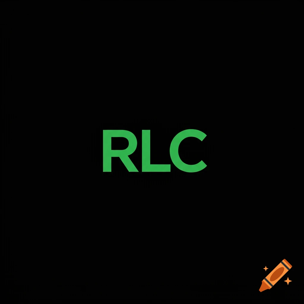 Green letters RLC on a black background. on Craiyon