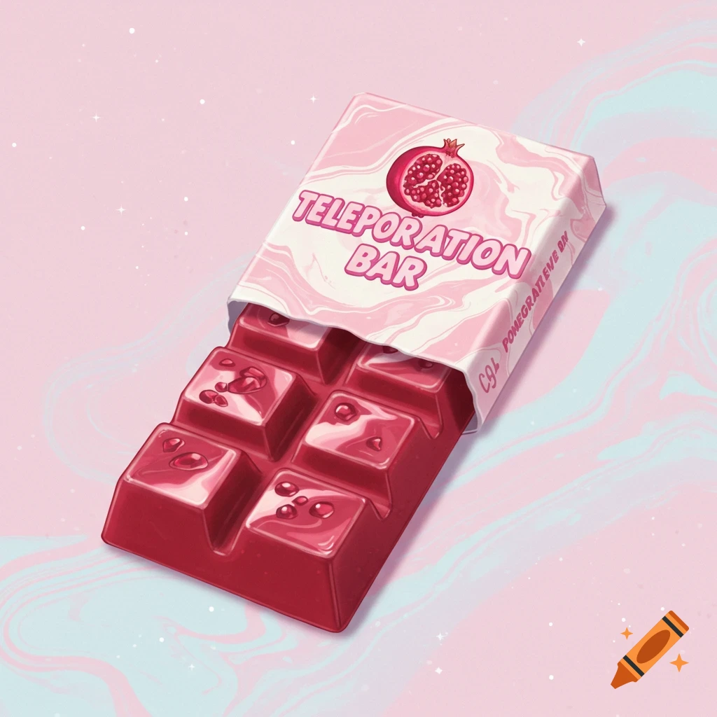 A pink chocolate bar with pastel marble packaging featuring a ...