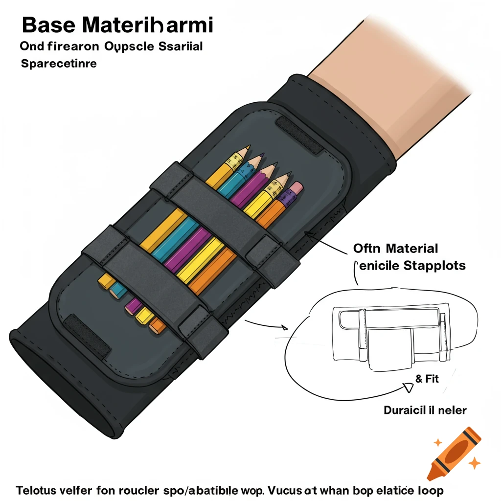Elastic armband with pencil slots and Velcro straps on Craiyon