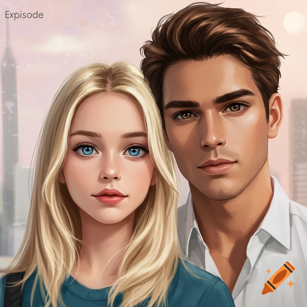 College girl and love interest cover art on Craiyon