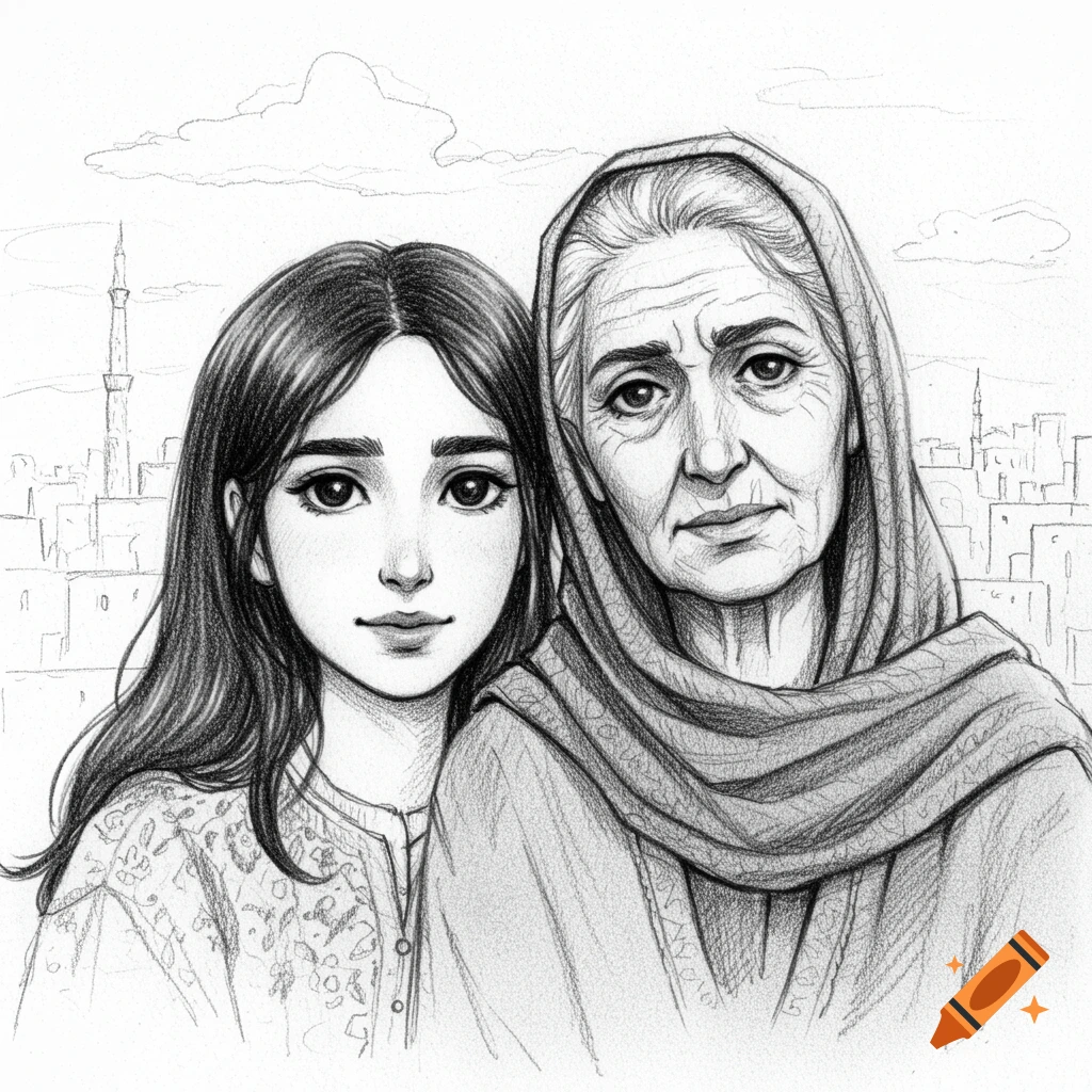 Sketch of Laila and Mariam from A Thousand Splendid Suns, hand-drawn ...