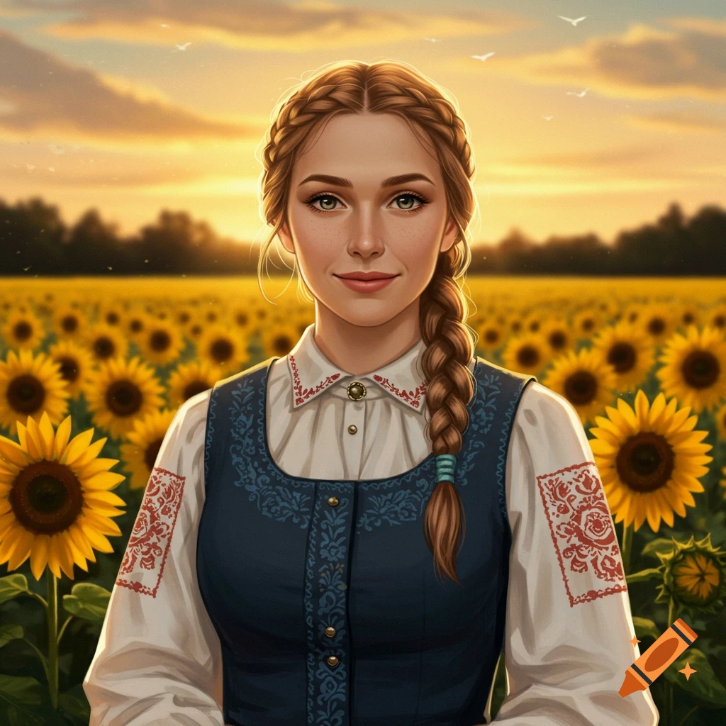 Close-up of a woman wearing a traditional Bavarian dirndl dress with ...