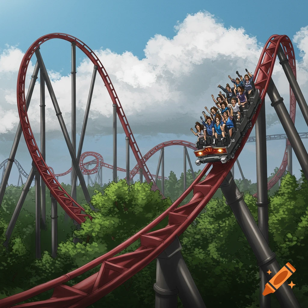A young man takes a photo on his phone while riding a Ferris wheel at ...