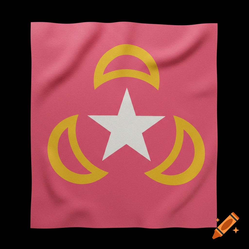 Black flag with a red and yellow shield emblem featuring a blue gem ...