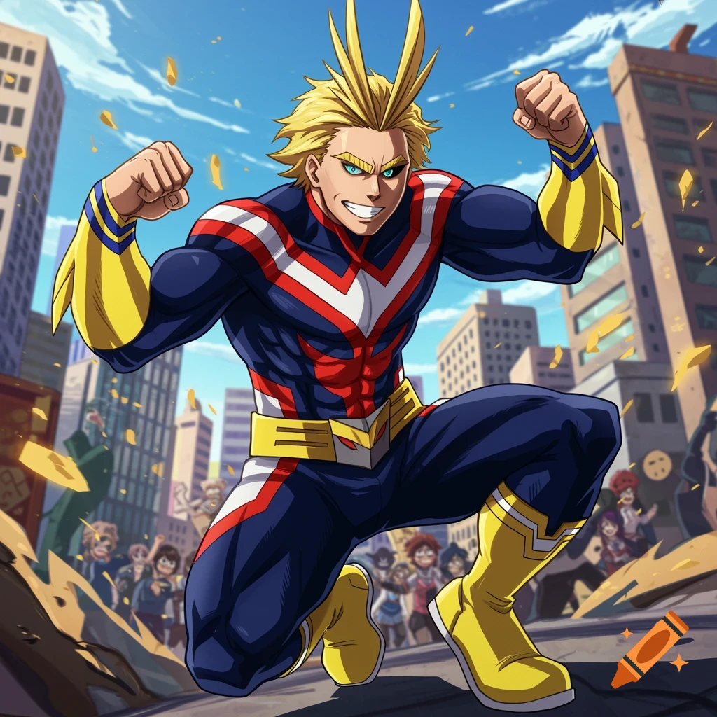 An anime character, Bakugo, in hero costume with explosive gauntlets ...
