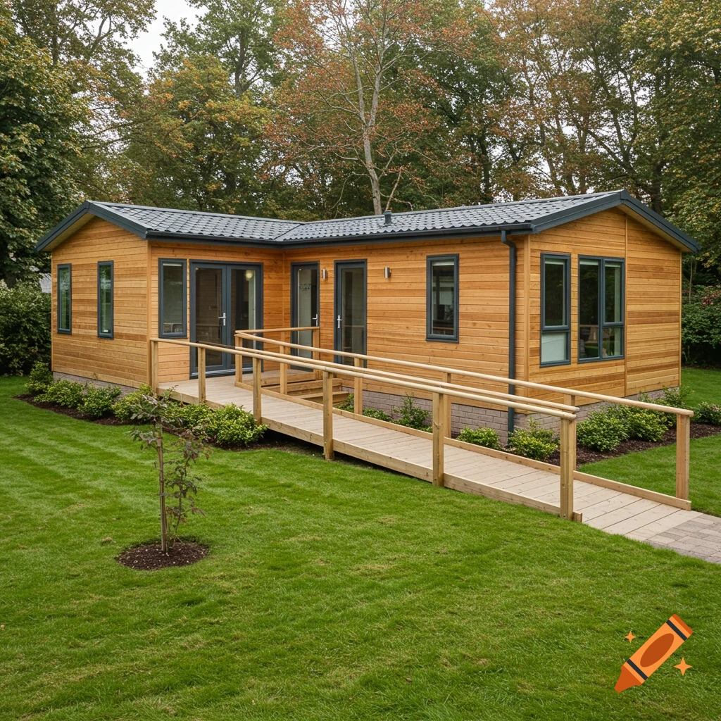 Modular home with wheelchair accessible ramp on Craiyon