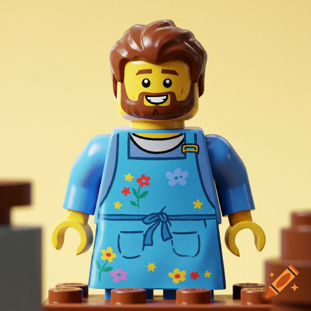 Painted portrait of a Lego minifigure with 'wynston' below it. on Craiyon