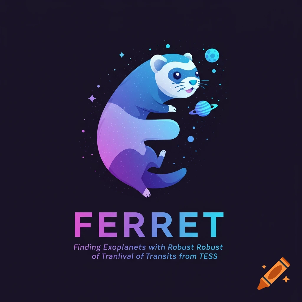 Logo design featuring an acronym FERRET with a literal ferret on Craiyon
