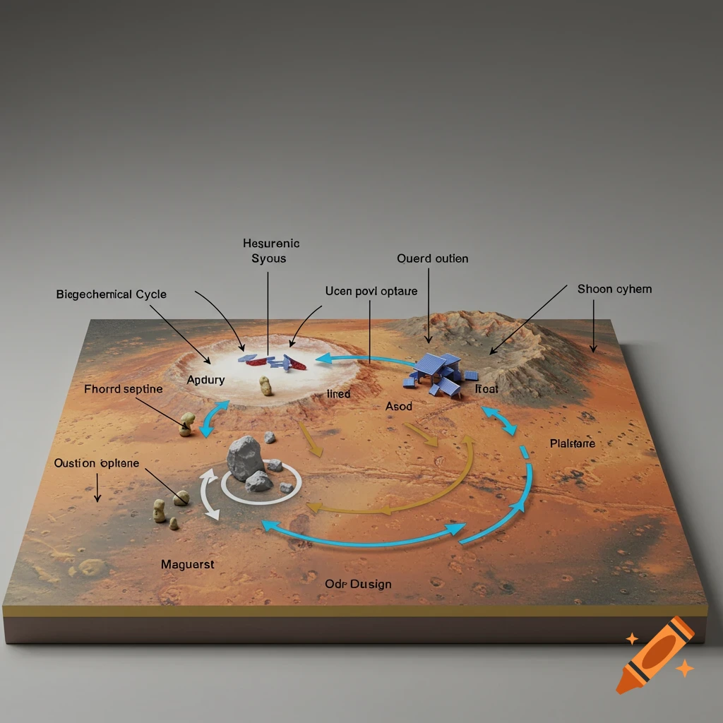 Biogeochemical cycle on Mars model on Craiyon