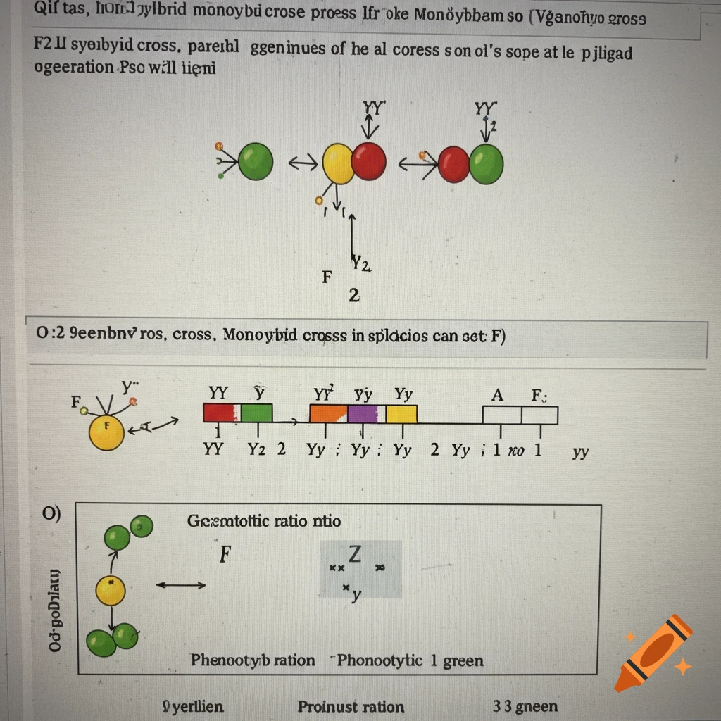 Monohybrid cross diagram showing genetic ratios on Craiyon