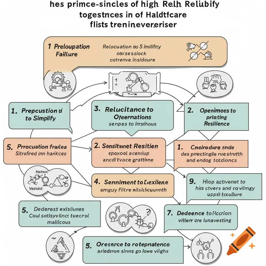 High reliability principles in healthcare visual on Craiyon