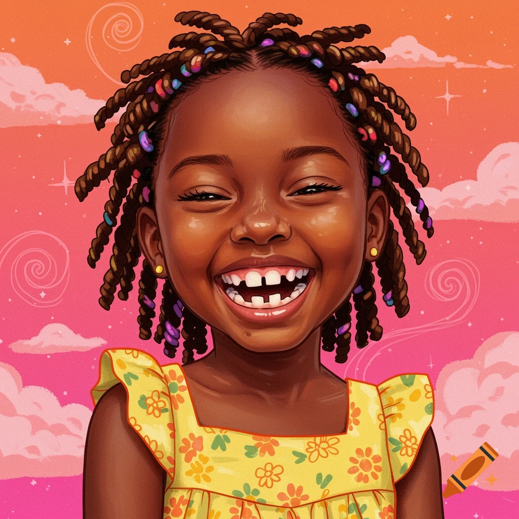 Black girl with no teeth on Craiyon