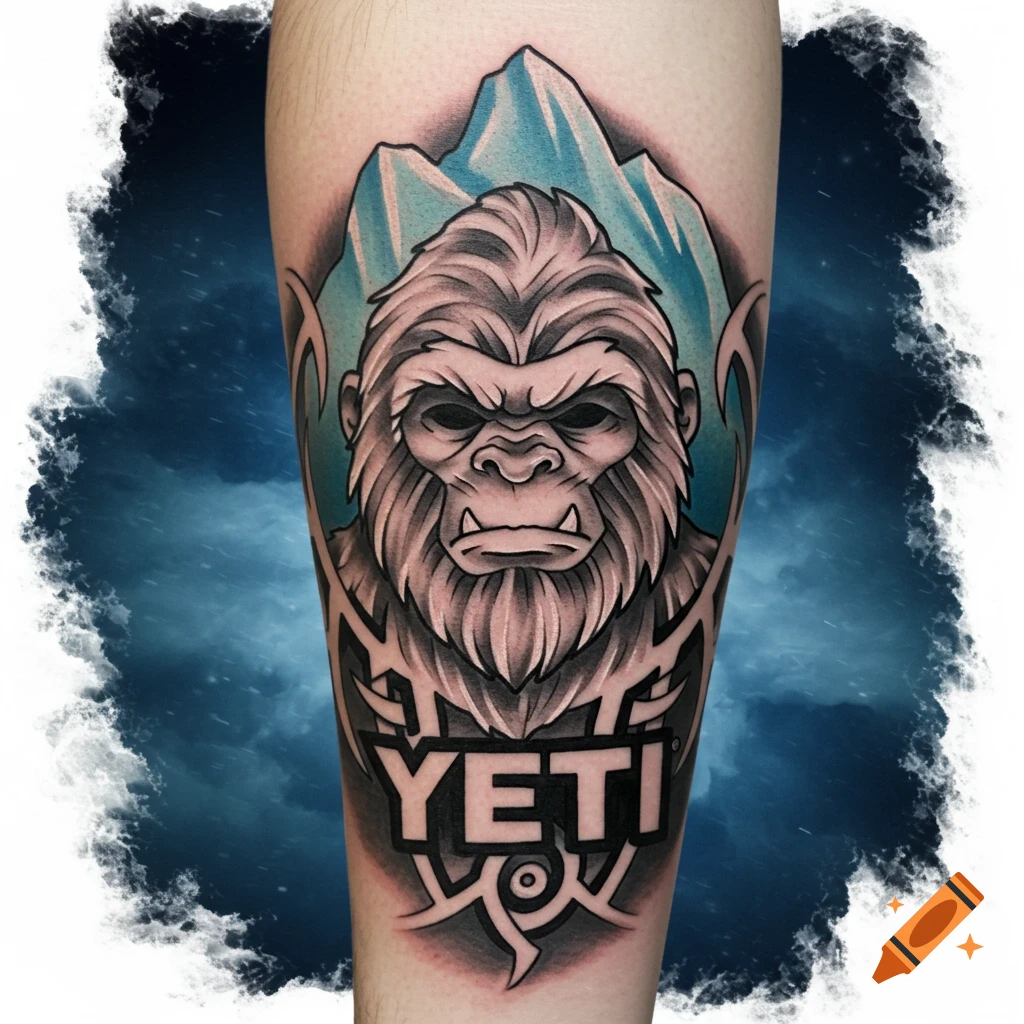 Yeti company logo tattoo on Craiyon